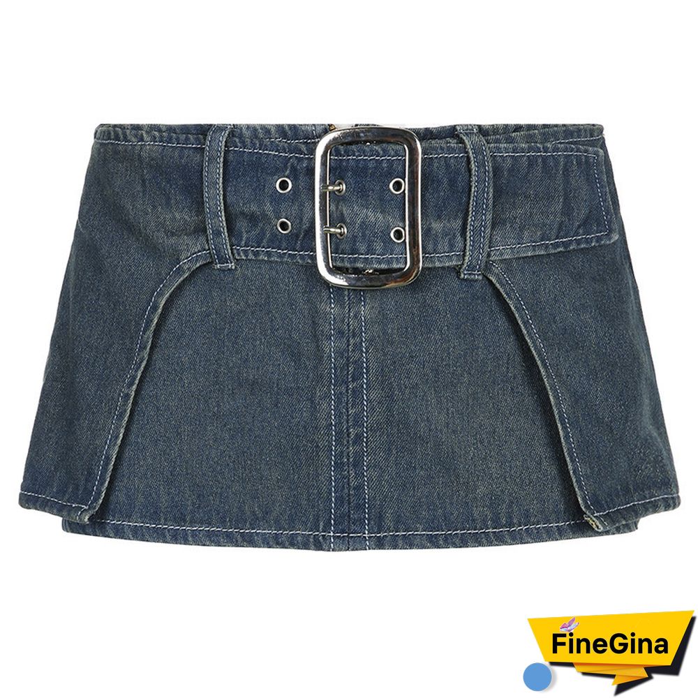 FineGina Sexy Splice Mini Denim Skirt