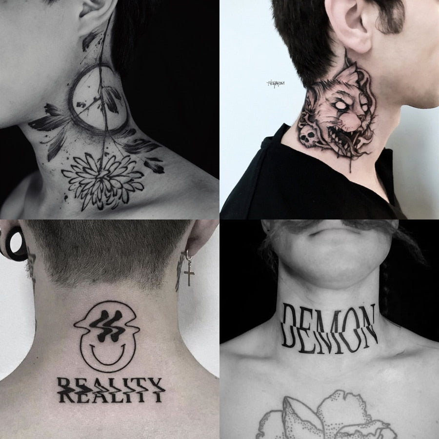 6 Sheets The Darkness Series Black Neck Temporary Tattoo Stickers Dark ...