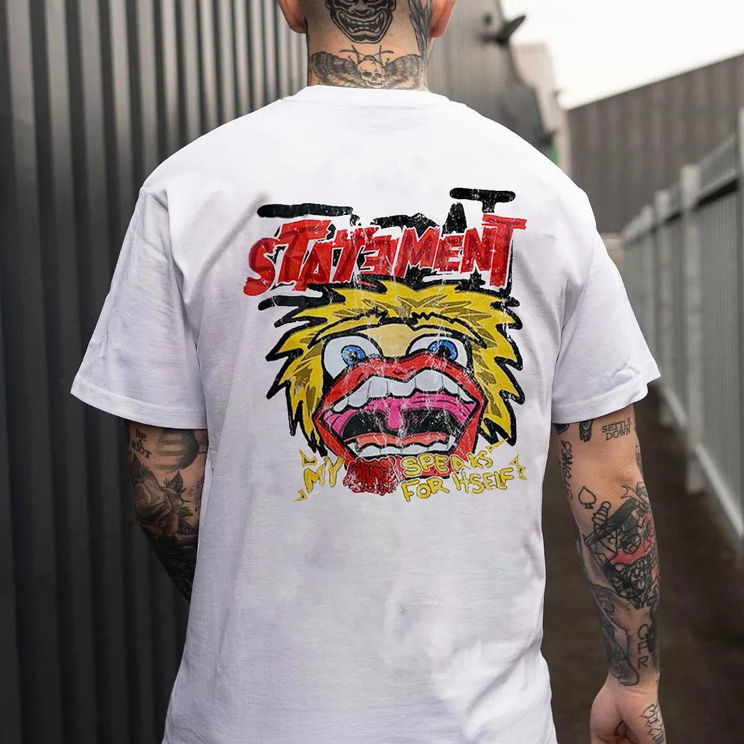 STATEMENT Funny Cartoon Figure White Print T-shirt