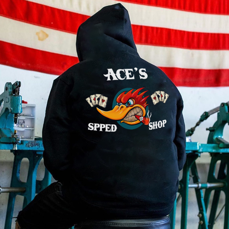 ACE'S SPPED SHOP Hot Rod Bird Print Men's Hoodie