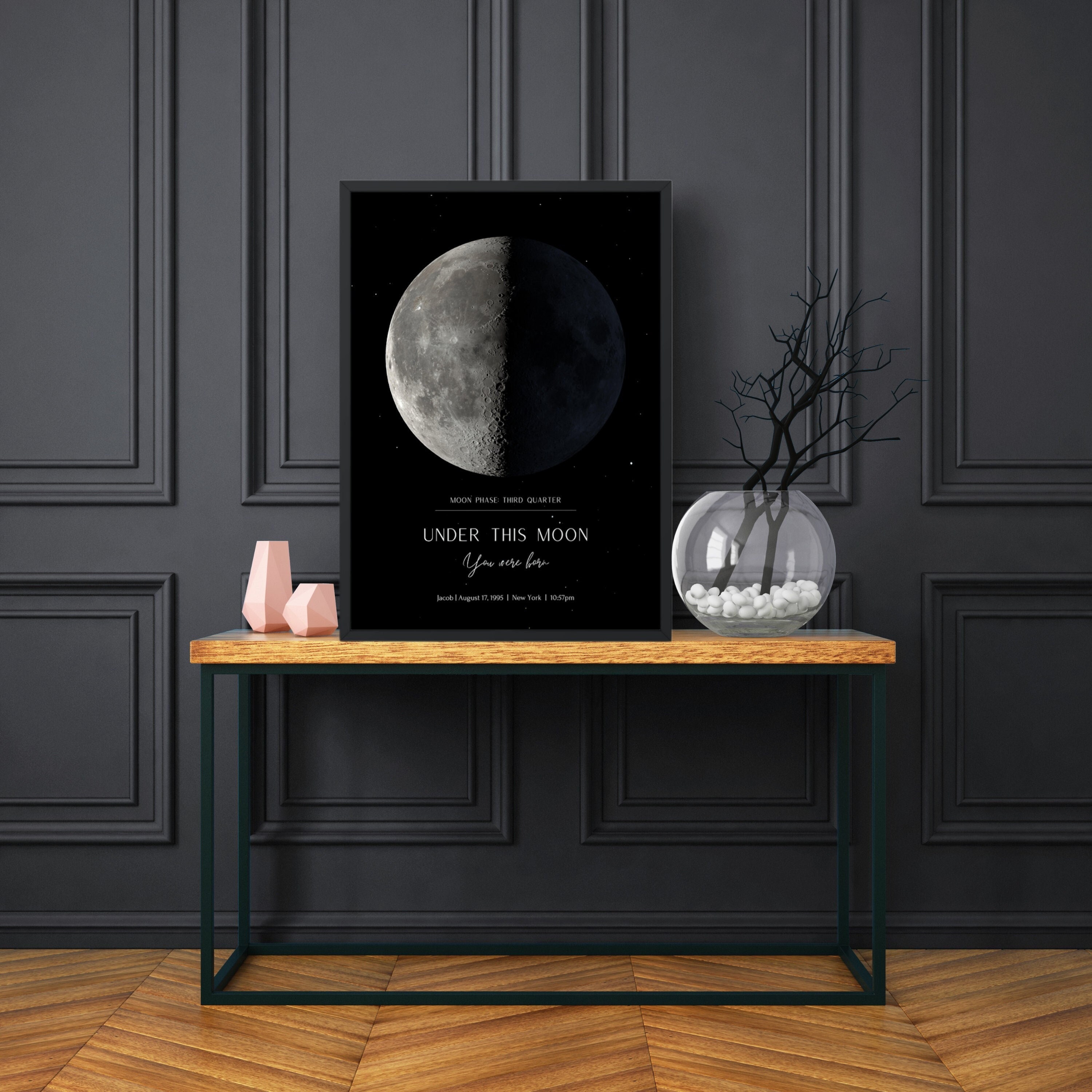 Custom Moon Print According To Date, Framed Night Sky Print With Custom ...