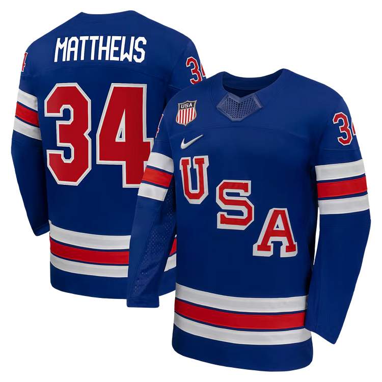 Auston Matthews USA Hockey Nike 2026 Home Replica Jersey - Royal