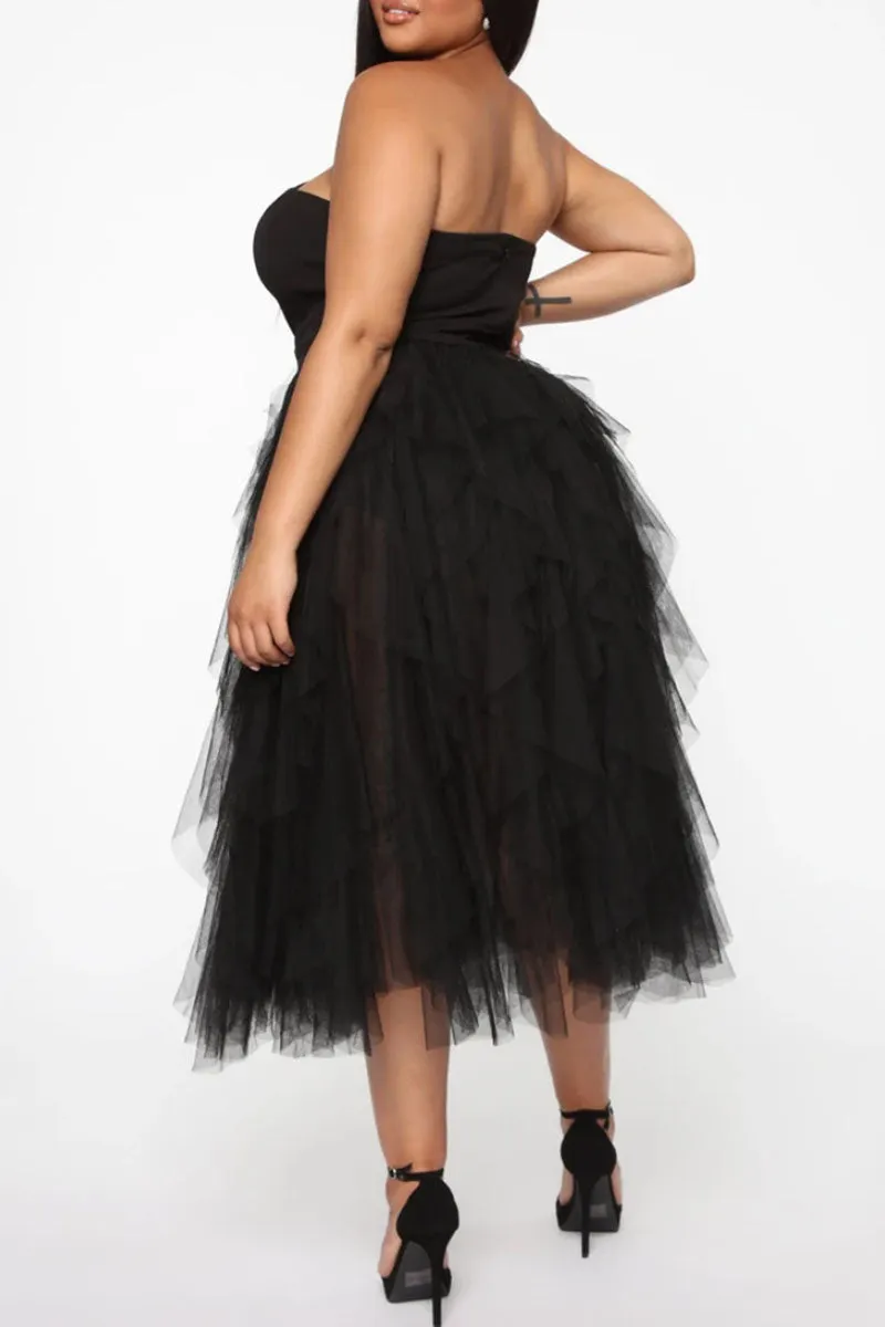 Sexy Solid Split Joint Asymmetrical Strapless Ball Gown Dresses