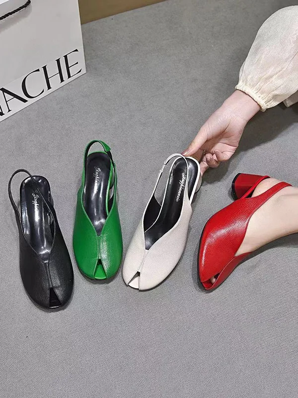 Chic Open Toe Solid Color Pumps and Sandals