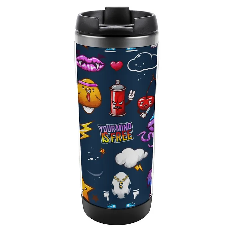 Travel Mug Stickers, Expressions, Cartoons Style One Size
