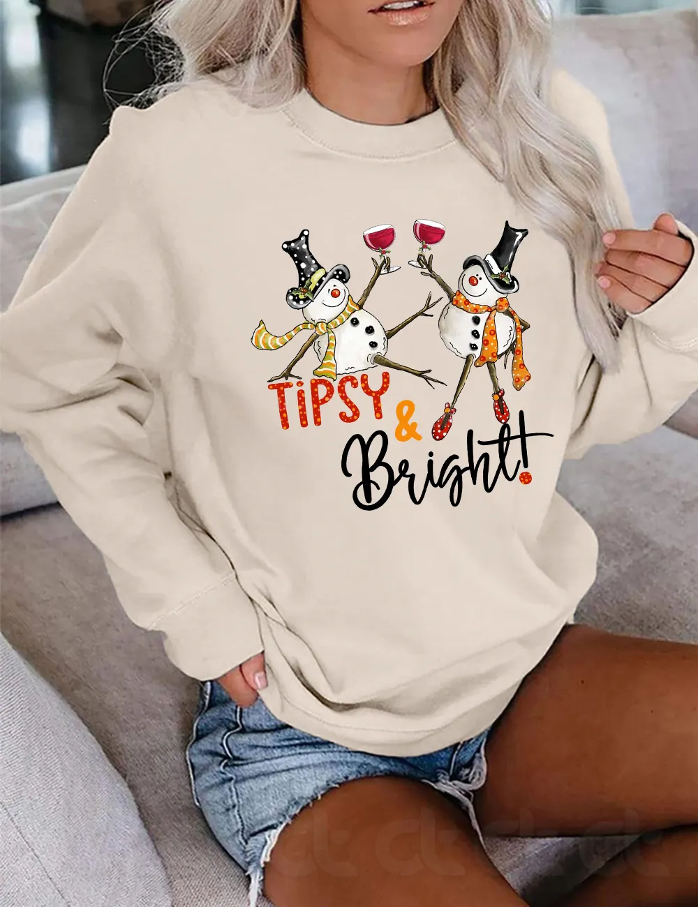 Tipsy Bright Snowman Sweatshirt