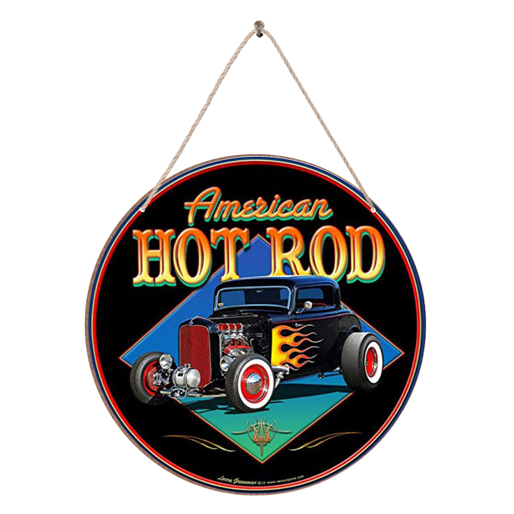 Hot Stick Muscle Car - Round Wooden Signs - 30*30cm