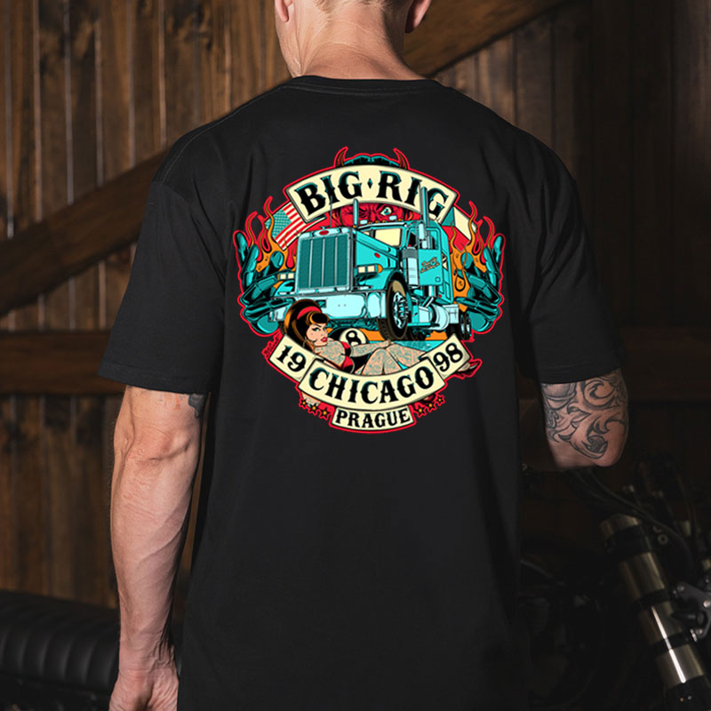 BIG RIG CHICAGO Sexy Lady&Van Print Men's T-shirt