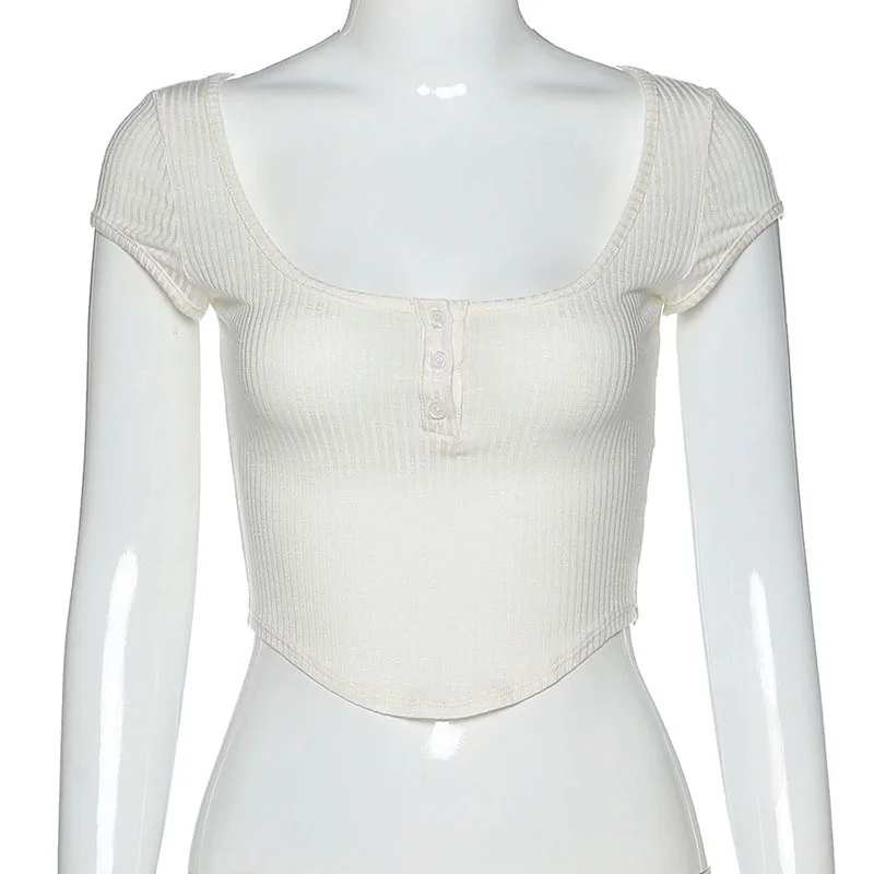 WHITE U-NECK CROP TOP