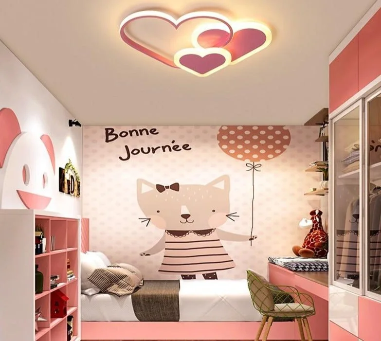 Pink Led Chandelier Light For Girl Bedroom Plafond Acrylic Lighting ...