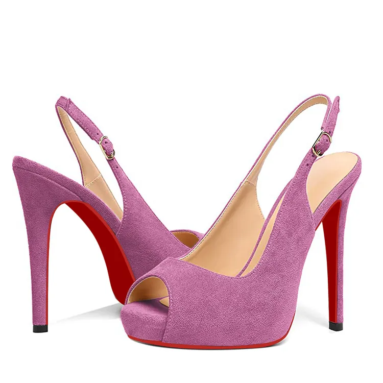 120mm Strap Slingback Sandals Peep Toe Platform Stilettos Red Bottom ...