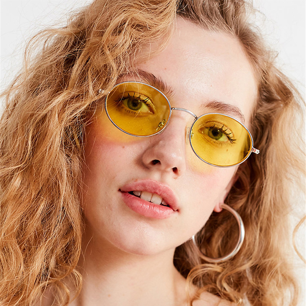 VIVIBEE Small Women 90s Yellow Oval Mini Sunglasses for Ladies 2024 ...