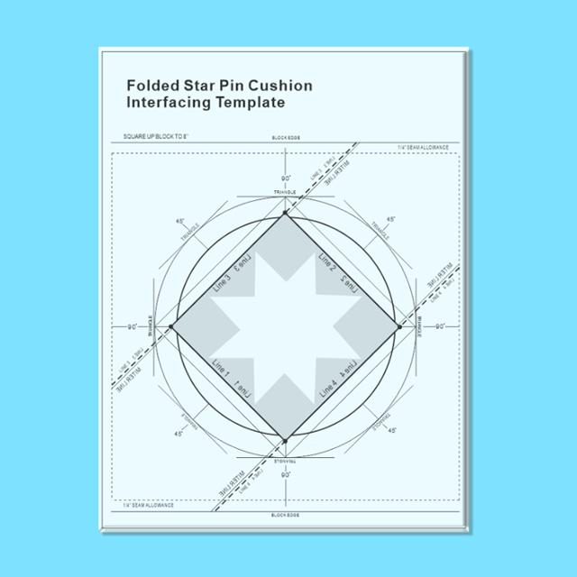Folded Star Pin Cushion Interfacing Template-With Instructions