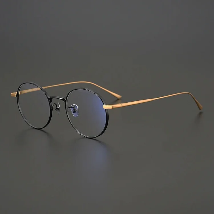 Japanese Hand-Made Retro Round Eyeglasses Men Women Pure Titanium ...