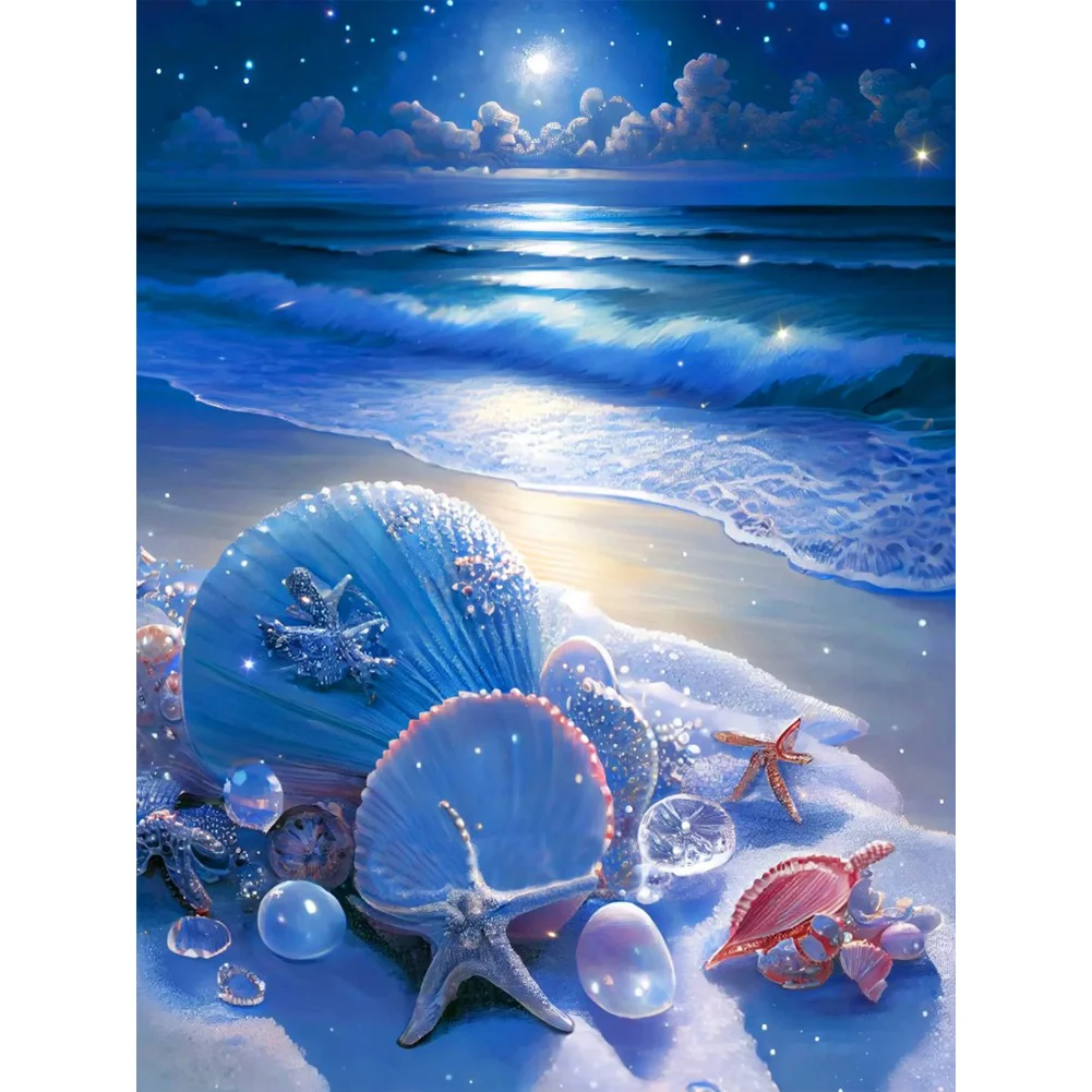 Beach Shells (velvet cloth) AB drill full round/square diamond painting