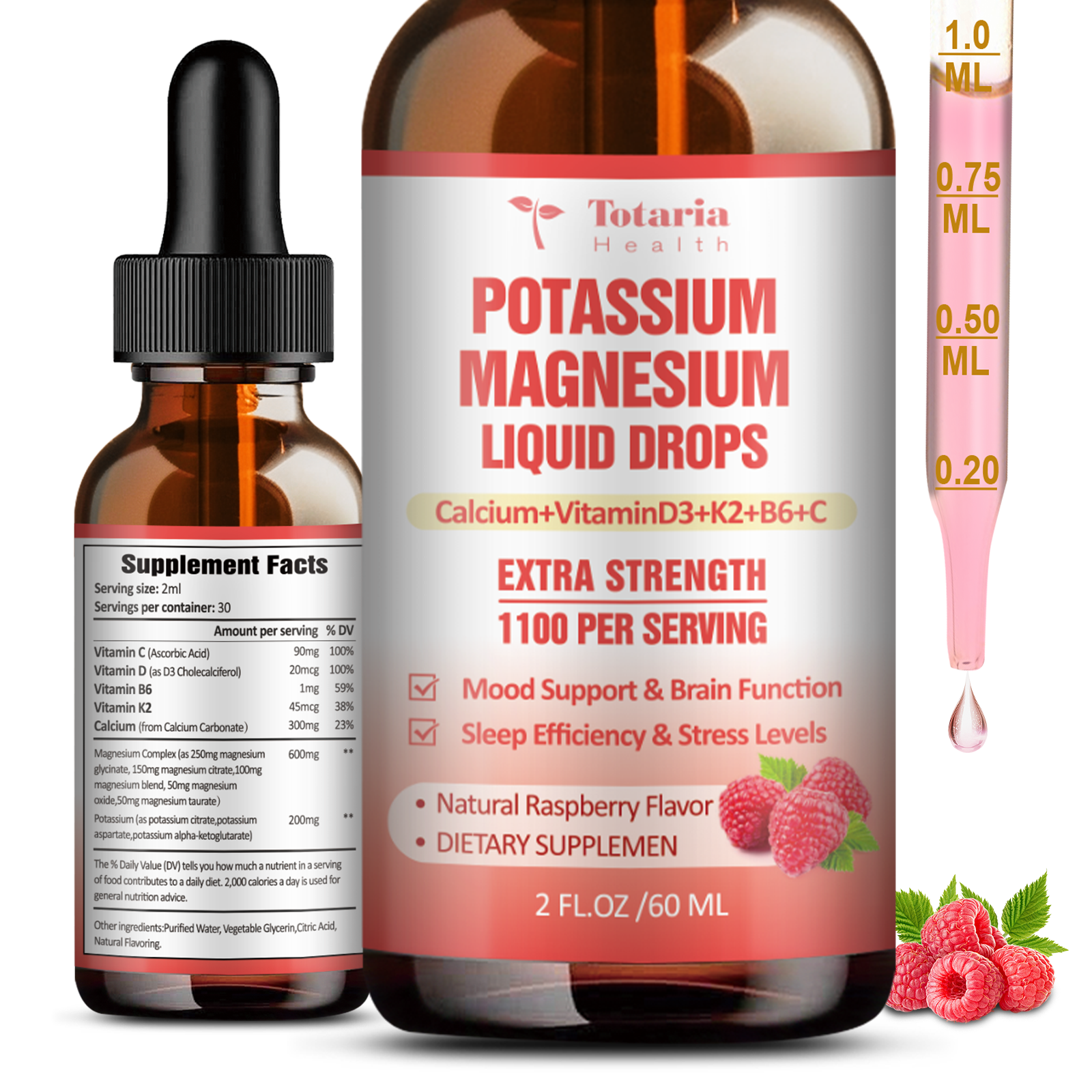 Potassium Magnesium Liquid Drops Supplement Potassium 200mg & 600mg ...