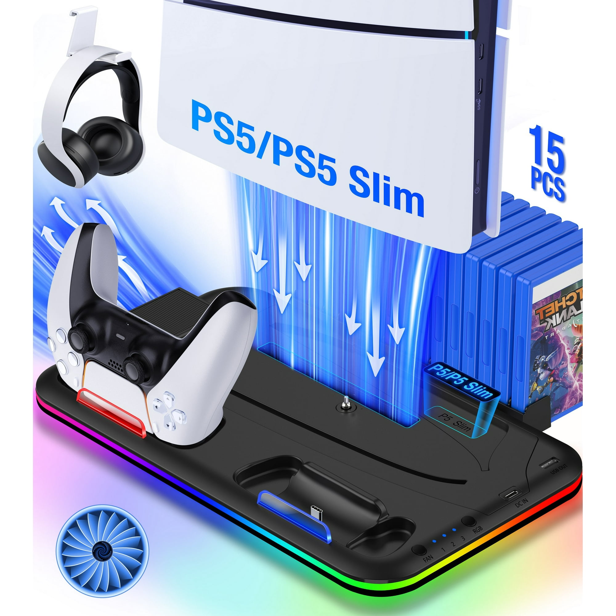 PS5 Stand With Cooling Fan For 2023 New PS5 Silm Beboncool Dual ps5-stand-with-cooling-fan-for-2023-new-ps5-silm-beboncool-dual