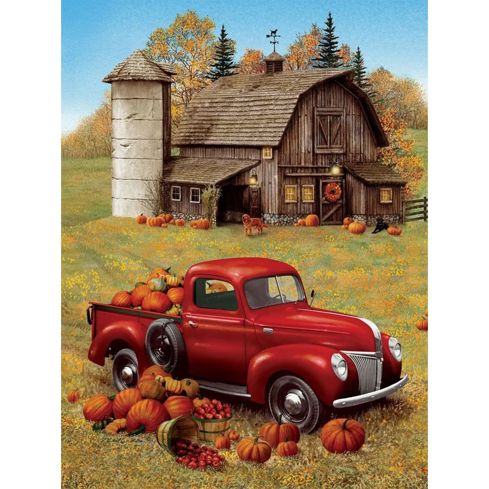 Country Classic Car (canvas) full round or square drill diamond painting
