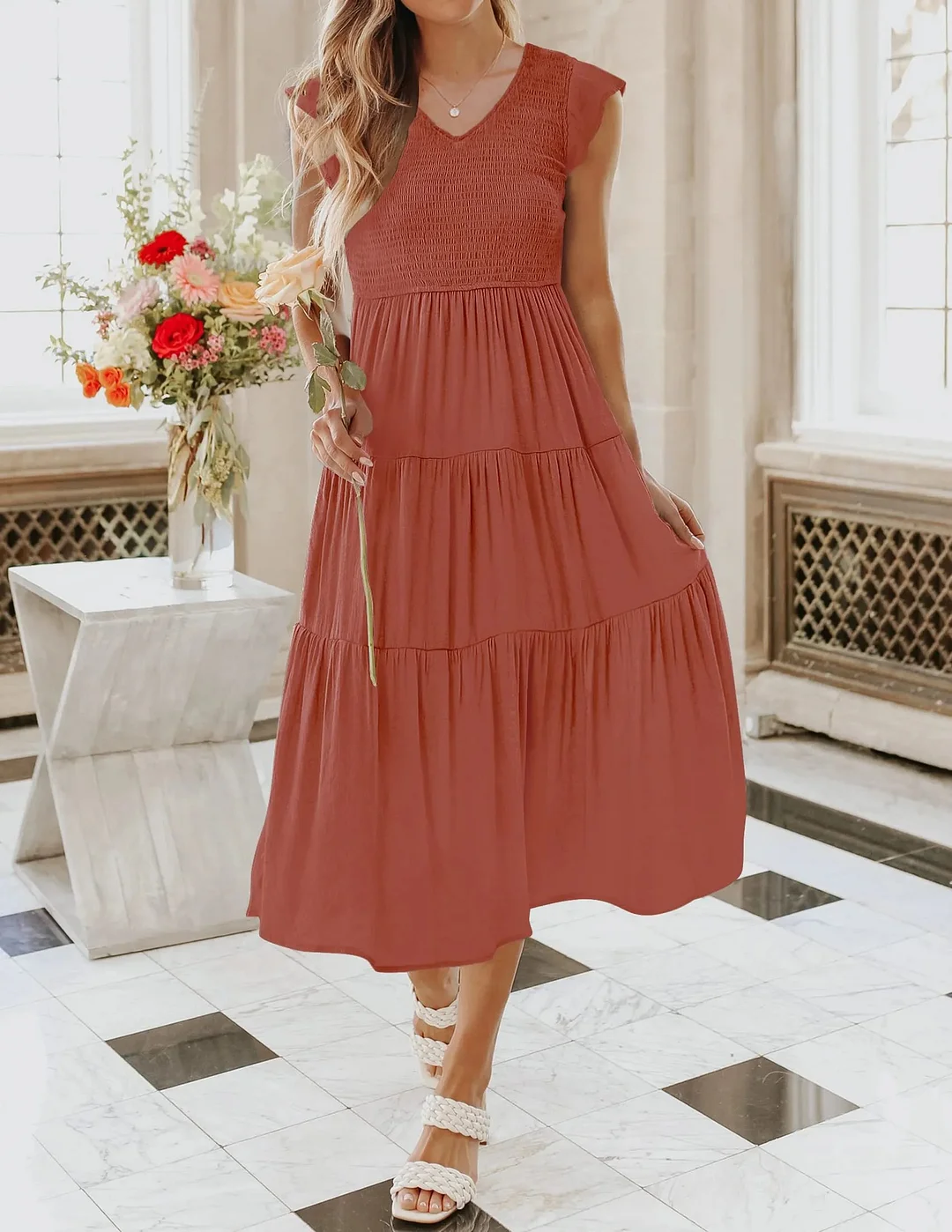 WOMEN'S SUMMER CASUAL FLUTTER SHORT MIDI DRESS 🔥