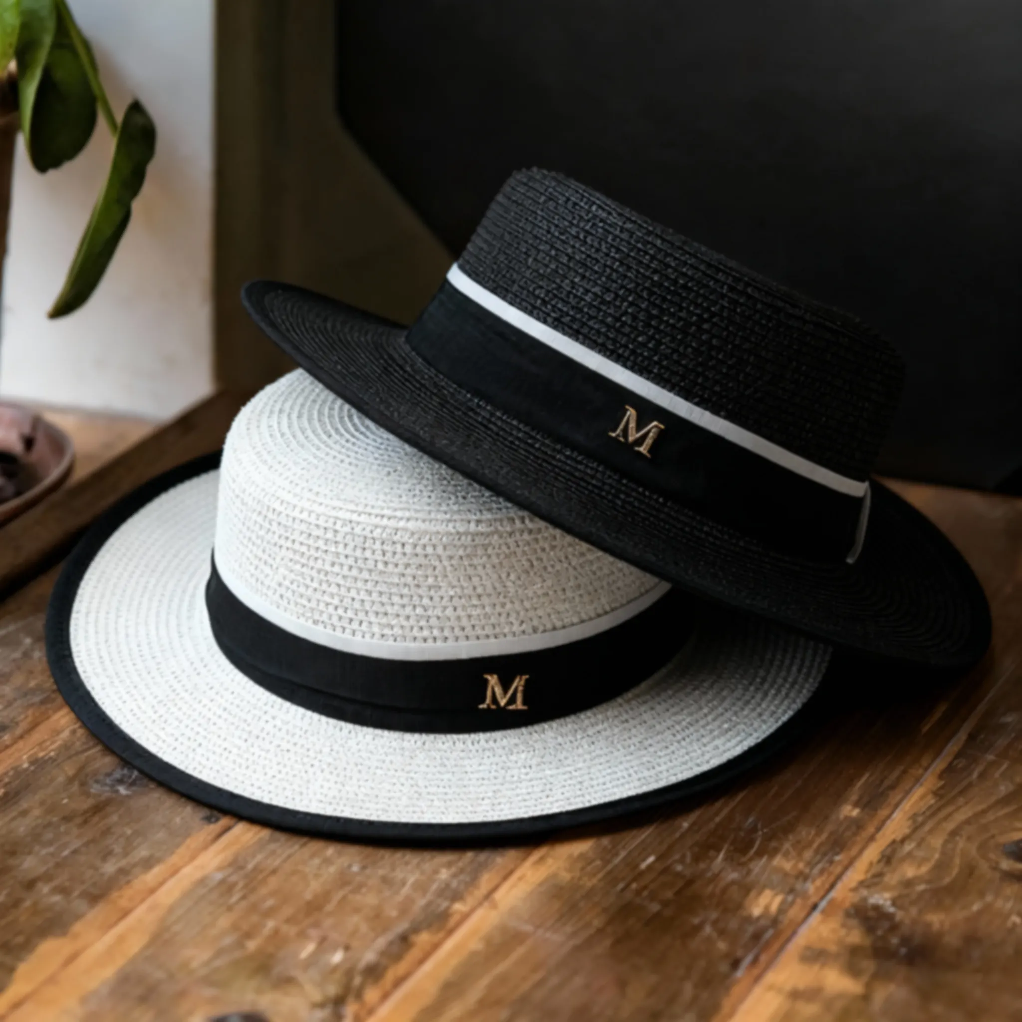 Elegant Straw Boater Hat