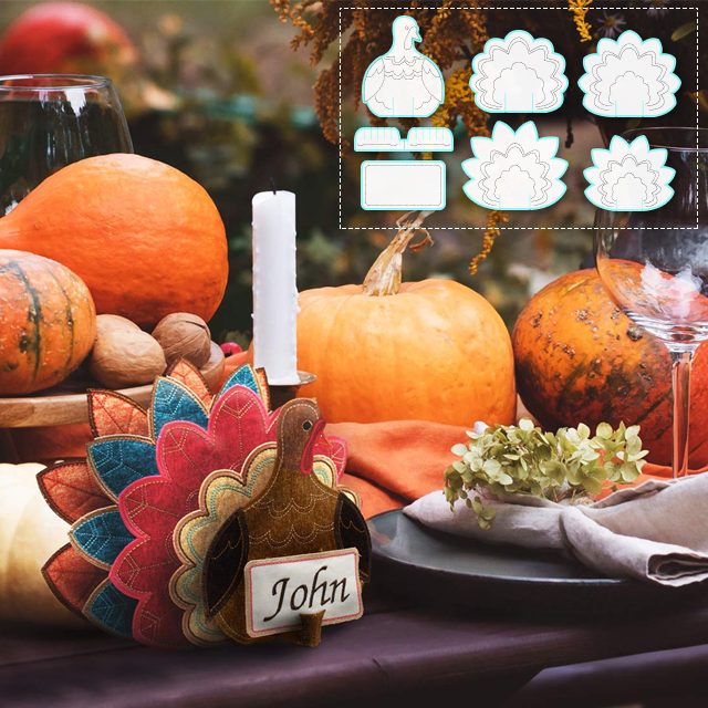 Freestanding Tabletop Turkey Sewing Template - 7PCS (With Instructions)