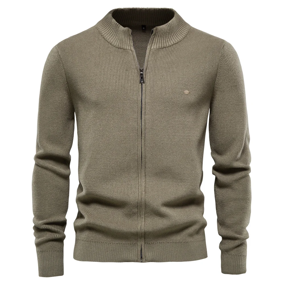 Men's Solid Color Zip Sweater