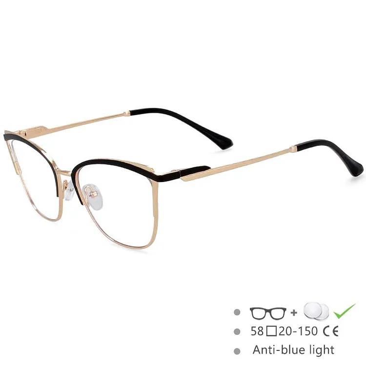 R54629 Metal Business Glasses Frame Retro Spring Hinge Clear Spectacles ...