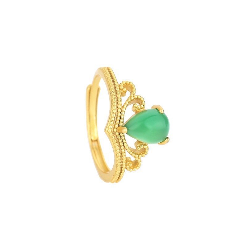 Chinese Vintage Gilded Enamel Jade Ring – Open Design, Courtly Style ...