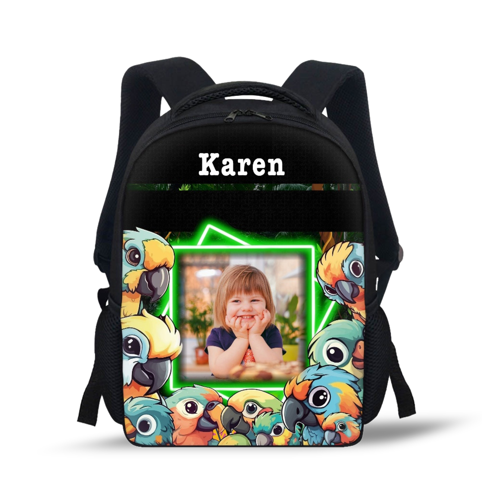 Personalized School Bag Custom Name And Photo Schoolbag Parrot Backpack ...
