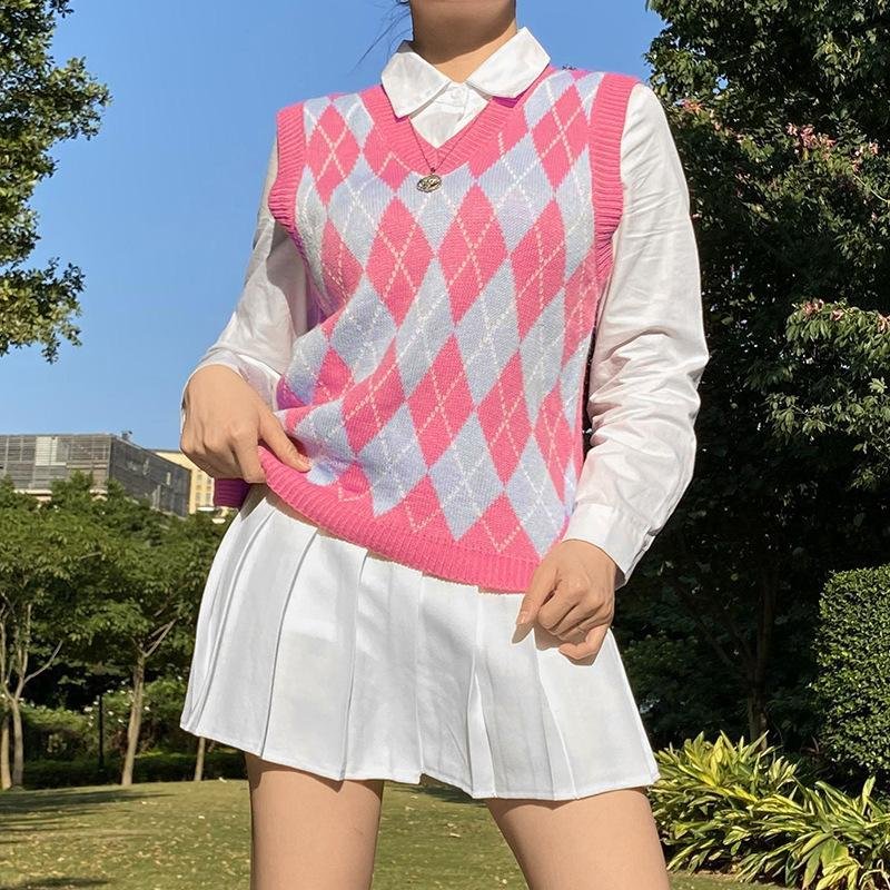 DIAMOND CHECK KNIT VEST 202108主动下架