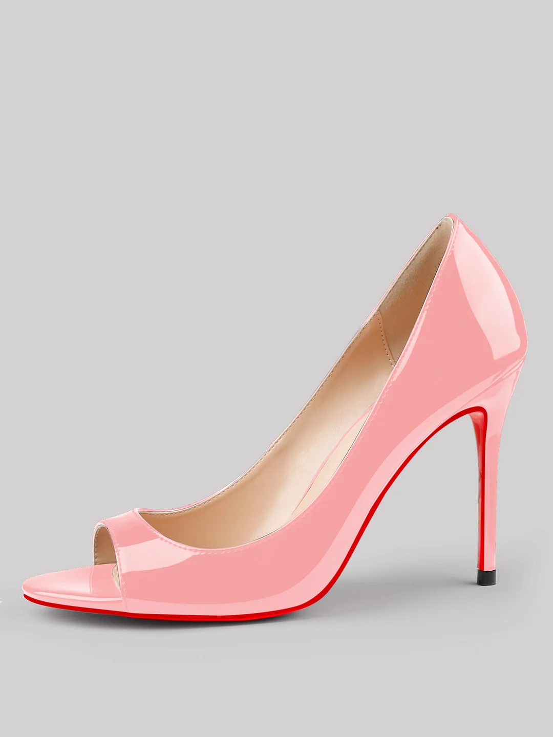 100mm Women's Open Toe Sandals Red Bottom Stiletto Heels Rounded Toe Pumps