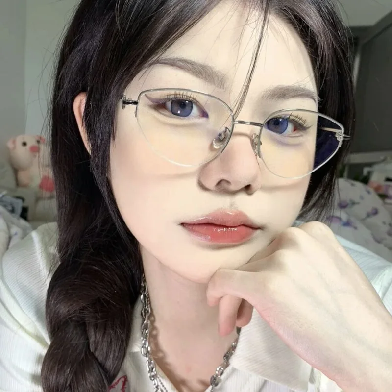 Korea Triangle Cat Eye Glasses Frame Women Sweet No Makeup Plain ...