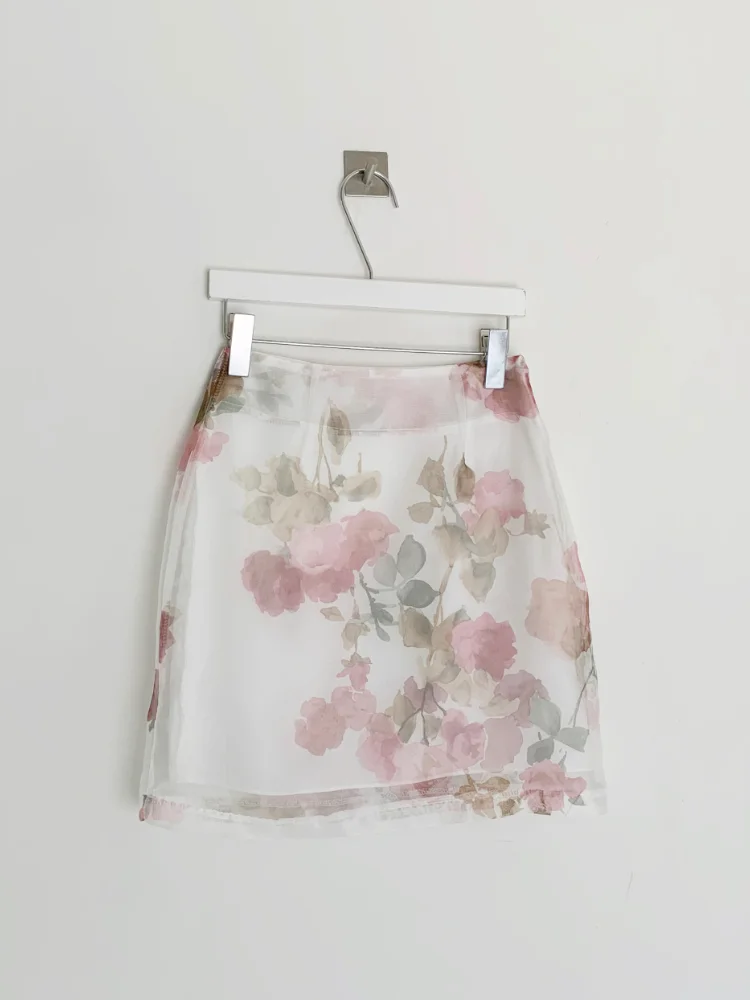 Woherb Korean Chic Translucent Thin Blouse Floral Print Pencil Skirts ...