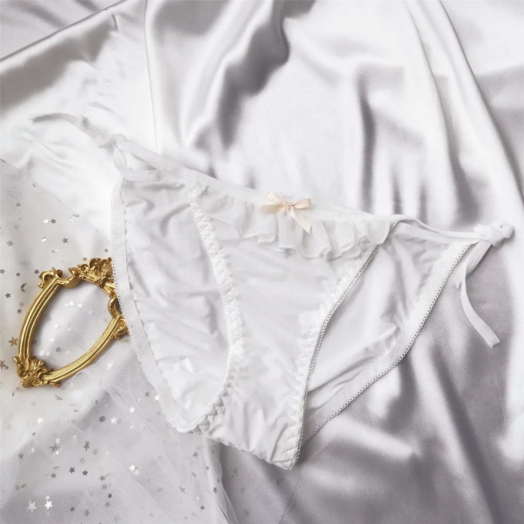 Uaang Japanese Soft Girl New Tie Bow Red Briefs Female Chiffon Lotus ...