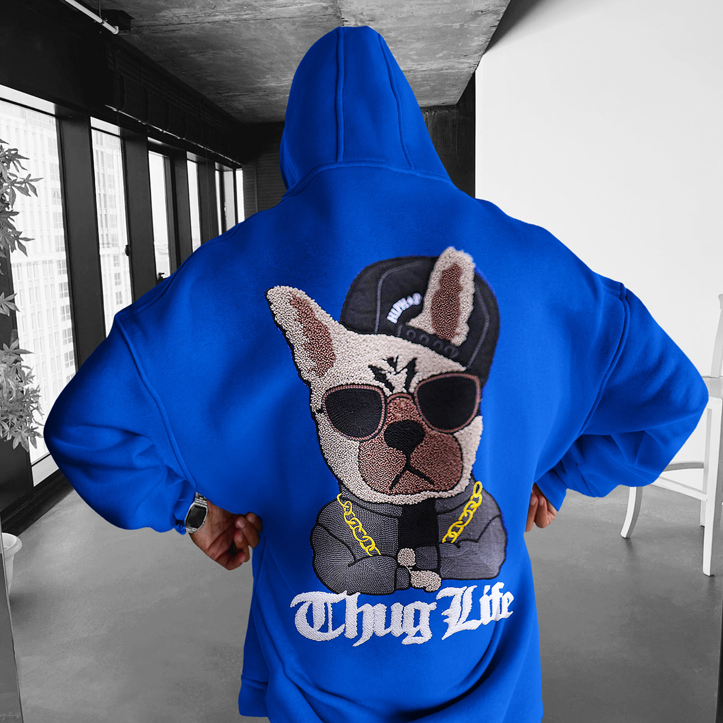 Dog Thug Life Oversized Men's Hoodie