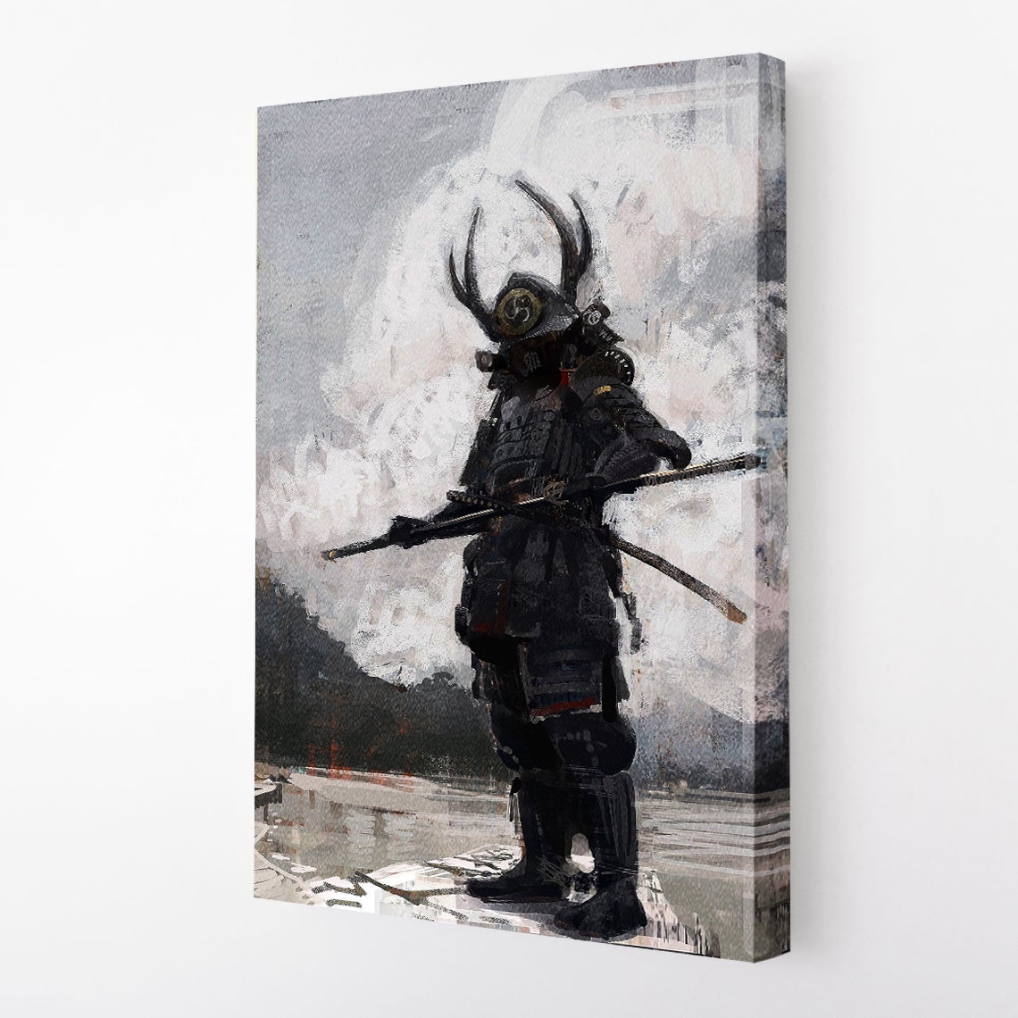 Drak Samurai Stare And Pull the Katana Canvas Wall Art