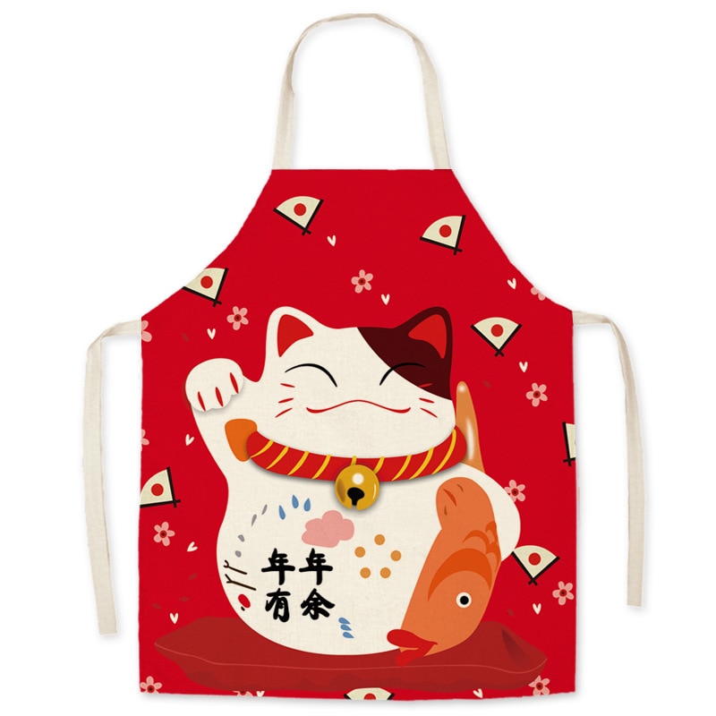 Linen Kitchen Apron - Cat