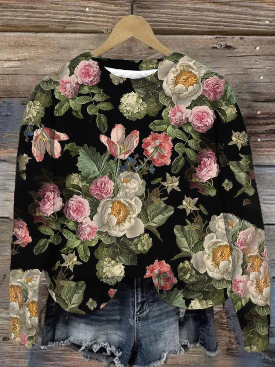 Unisex Floral Abstract Print Sweatshirt