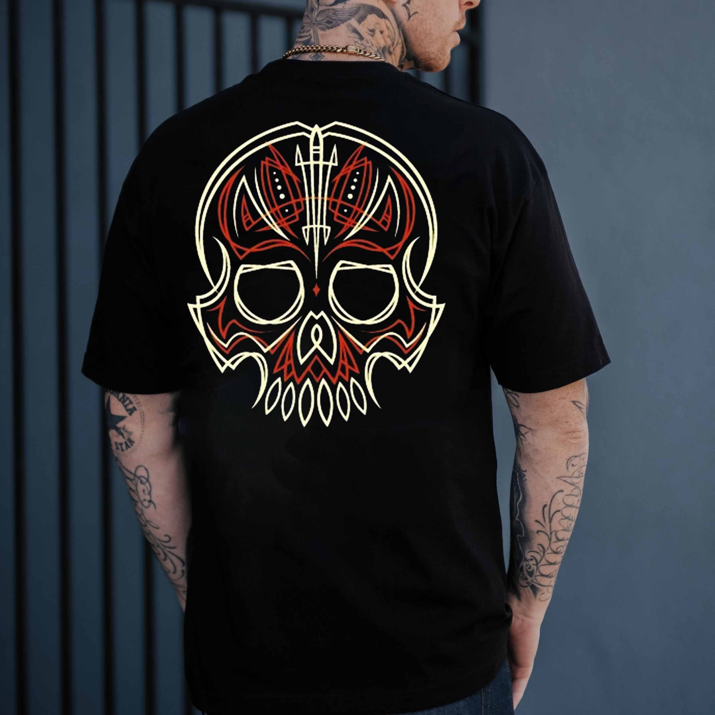 Phantom Pinstripe Skull Print Men's T-shirt