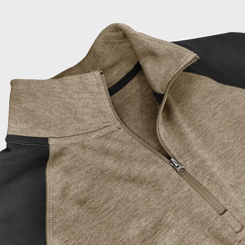 Men's Long Sleeve Zipper Stand Collar T-Shirt