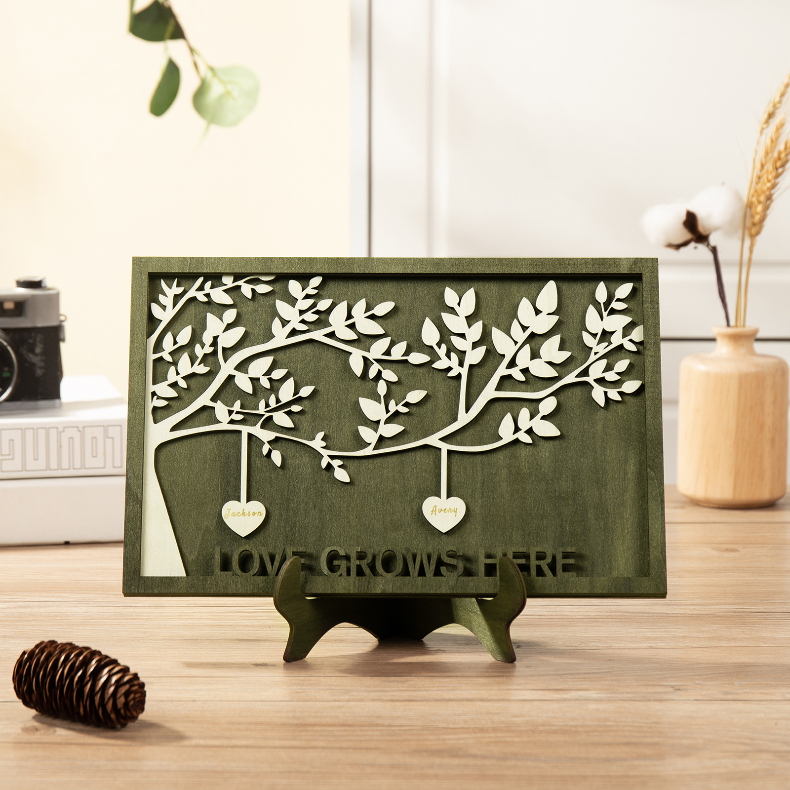 Family Tree Wood Frame Personalized Family Tree Sign Engrave 2 Names ...