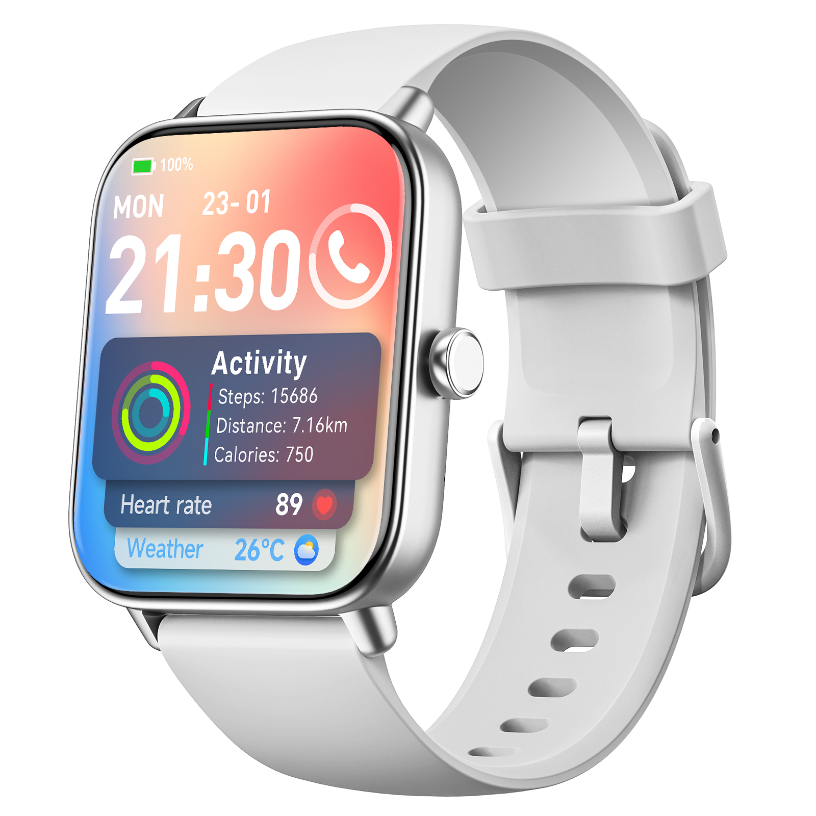 AEAC IDW19 1.8" Smartwatch for Men / Women - White