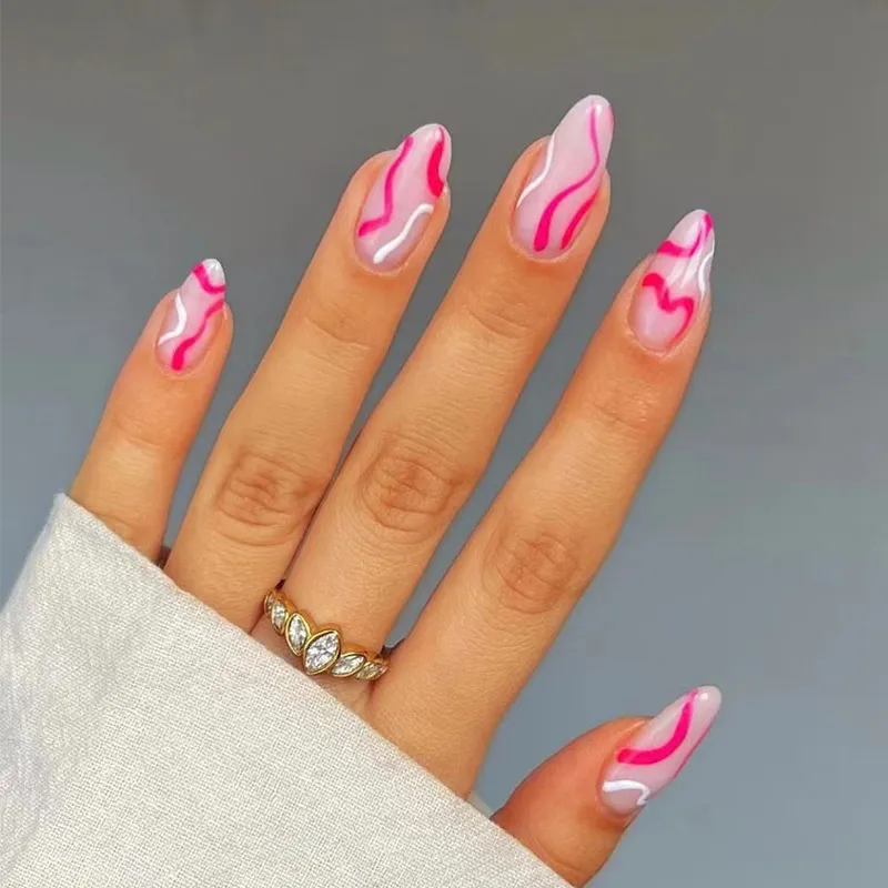 Churchf Churchf Nail Piece Simple Red Pink And White Collision Color ...