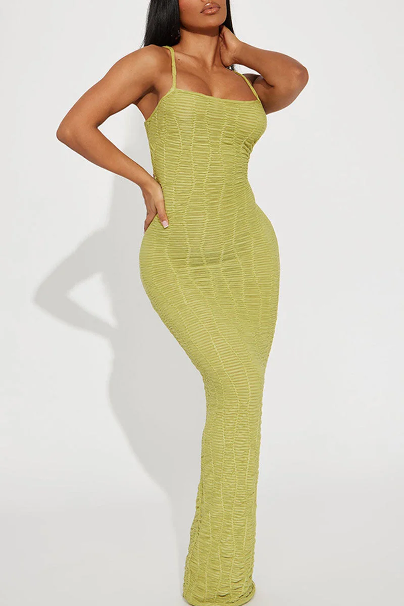 Sexy Solid Patchwork Spaghetti Strap One Step Skirt Dresses