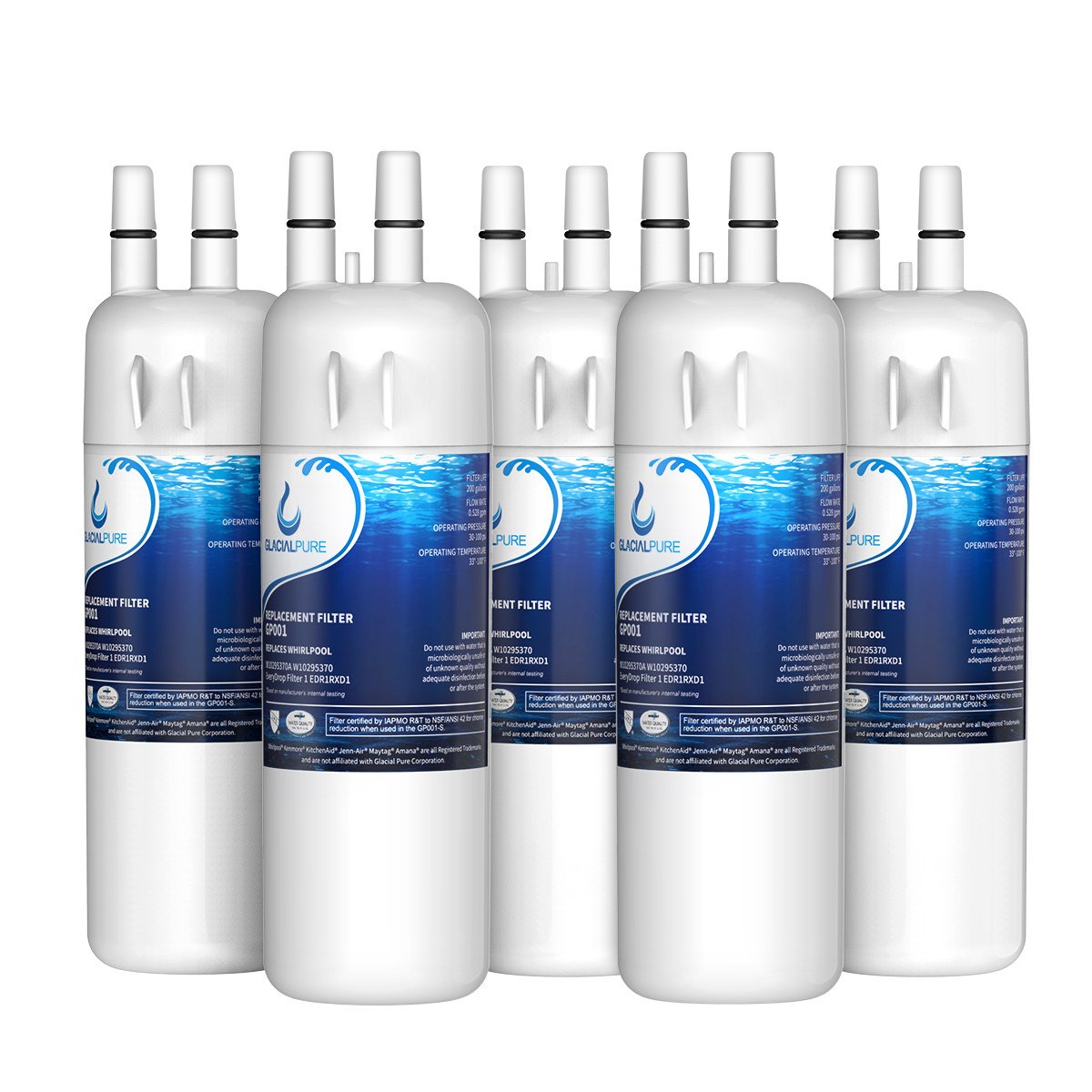 GlacialPure 5PK Filter 1, EDR1RXD1, W10295370A Water Filter