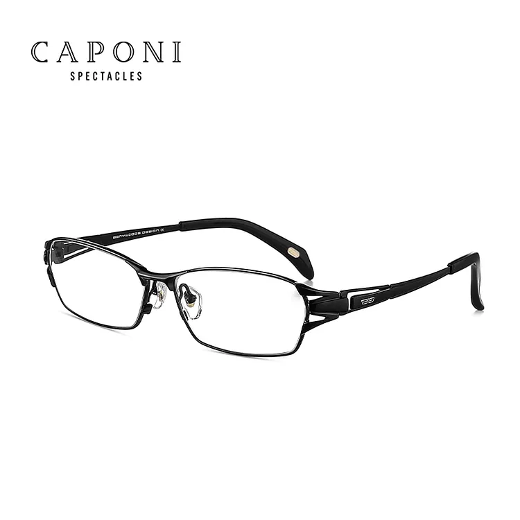 CAPONI Men Eyeglasses Frame Pure Titanium Square Business Glasses Brand ...