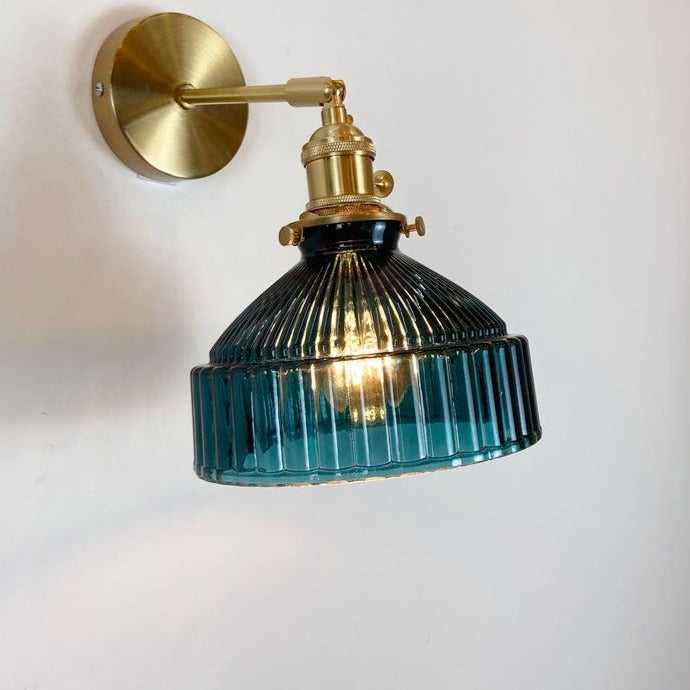Nordic personality green glass brass wall lamp literary fresh wind ...