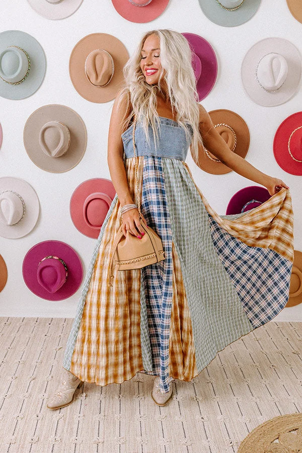 Denim Check Maxi Dress