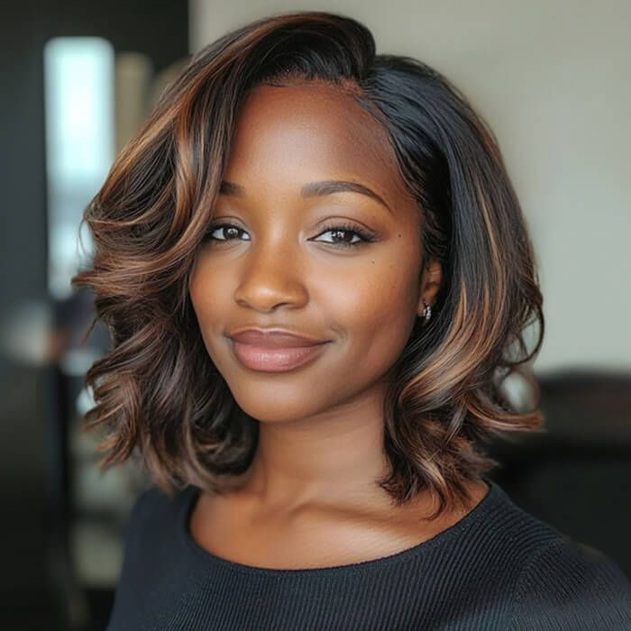 Brown Highlights Bob Closure Lace Wig
