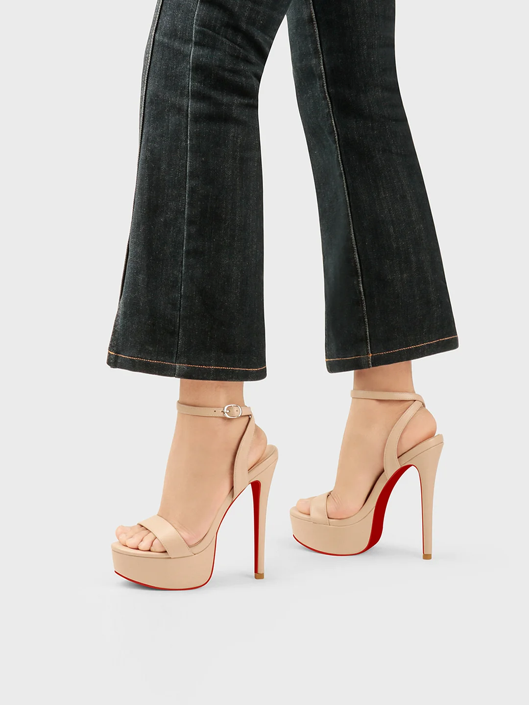 150mm Women's Open Toe Platform Ankle Strap High Heel Matte Sandals Red ...